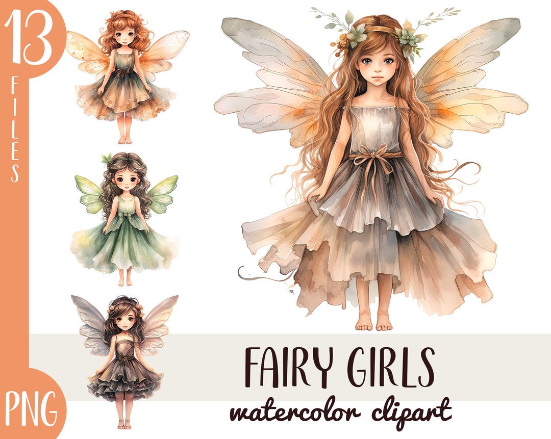 Watercolor Fairies Clipart - Cute Little Girls Illustrations-fantasy ...
