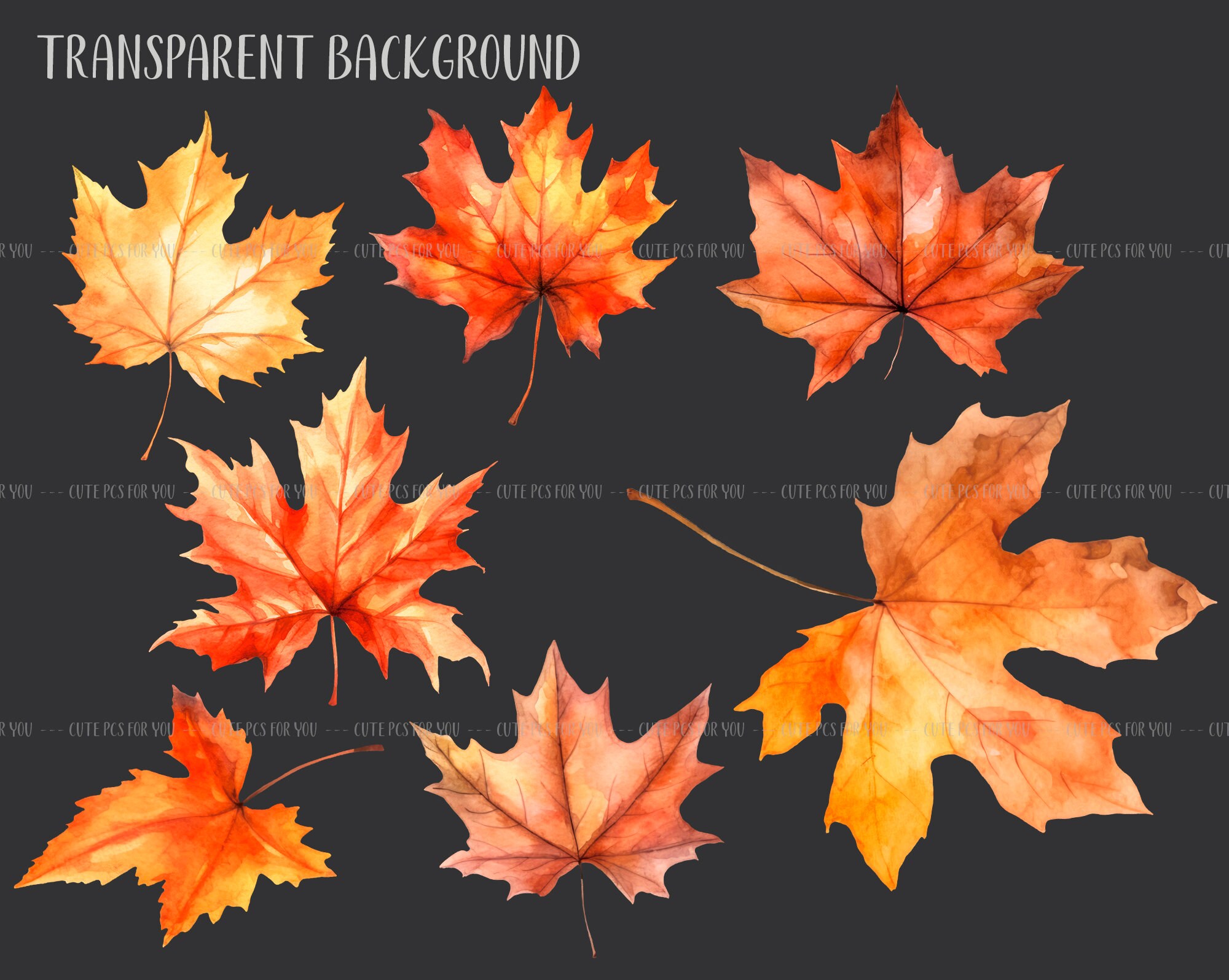 Watercolor Autumn Leaves Clipart Forest Leaf Sublimation - Etsy