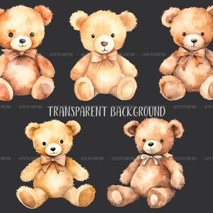 Watercolor Vintage Teddy Bears Clipart-cute Plush Toy Illustration Png ...