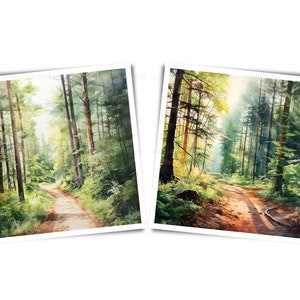 Watercolor Path in the Forest Clipart - Woodland Track Digital Paper ...