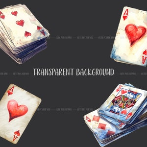 Watercolor Playing Cards Clipart: Poker PNG Graphics (digital Download ...