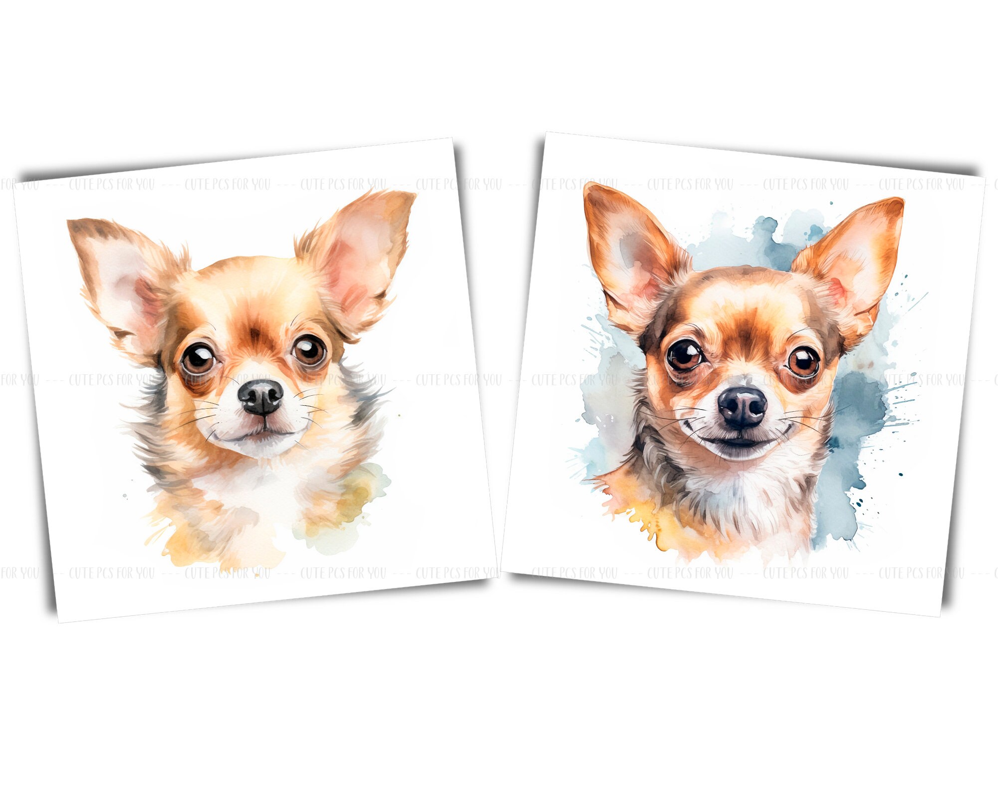 Watercolor Chihuahua Dogs Clipart Dog Breeds Sublimation - Etsy