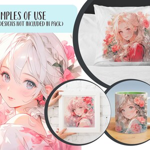 Watercolor Rose Girl Anime Clipart - Pink, Blush Roses Digital Paper ...