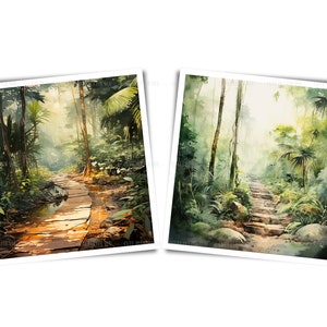 Watercolor Jungle Path Clipart - Jungle Landscape Digital Paper ...