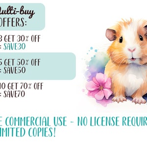 Watercolor Cute Guinea Pigs Clipart Pets Digital Paper Floral Rodents ...