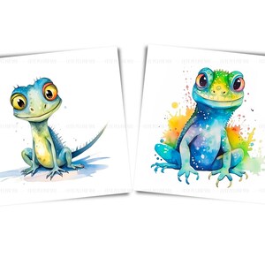 Watercolor Funny Lizard Clipart - Reptile Digital Paper - Sublimation ...