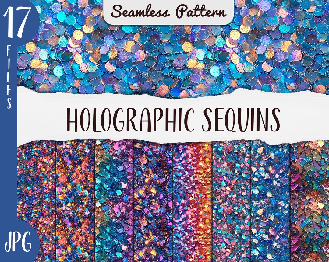Watercolor Holographic Sequins Seamless Pattern Rainbow Glitter Digital ...