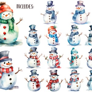 Watercolor Funny Snowmen Clipart - Snowman in Scarf Sublimation PNG ...
