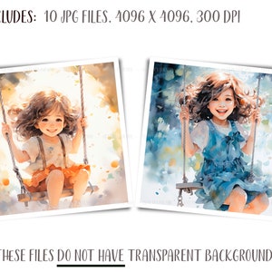 Watercolor Kids on a Swing Clipart - Cute Kids Digital Paper - Happy ...
