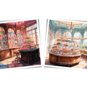 Watercolor Sweet Shop Clipart - Candy Store Digital Paper - Shop With ...