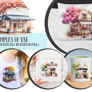 Watercolor Spring Cafe Clipart Shop Digital Watercolor Romantic Spring ...