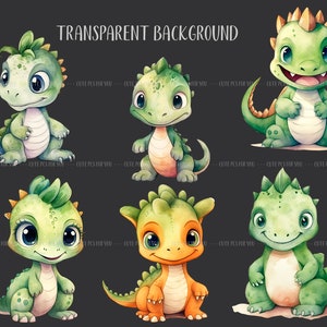 Watercolor Cute Dinosaurs Clipart - Funny Cartoon Characters PNG ...