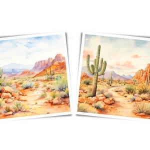 Watercolor Arizona Desert Clipart Hot Desert Landscape Digital Paper ...