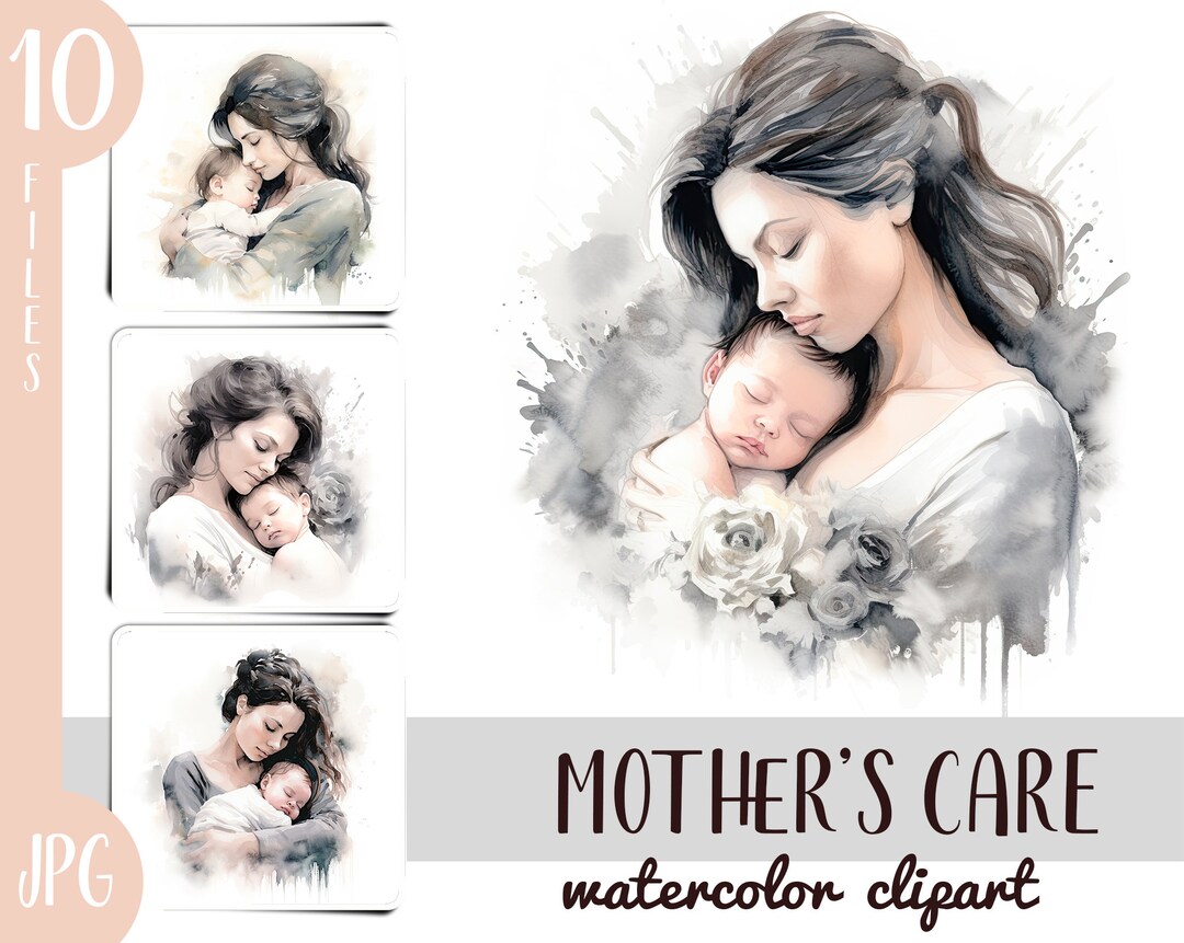 Watercolor Mom and Baby Clipart - Maternity Graphics JPG - Digital ...