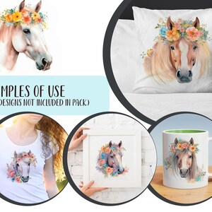 Watercolor Floral Horses Clipart - Pony With Flowers Graphics - Digital ...