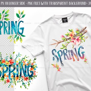 Watercolor Spring Lettering Sublimation Clipart - Flowers and Brances ...