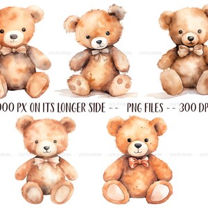 Watercolor Vintage Teddy Bears Clipart-cute Plush Toy Illustration Png ...