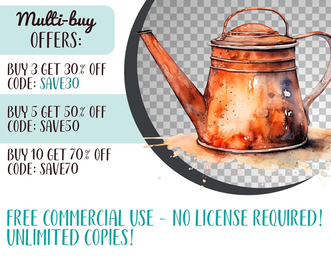 Watercolor Rusty Objects Clipart: Vintage Lantern, Buckets (PNG) - Etsy