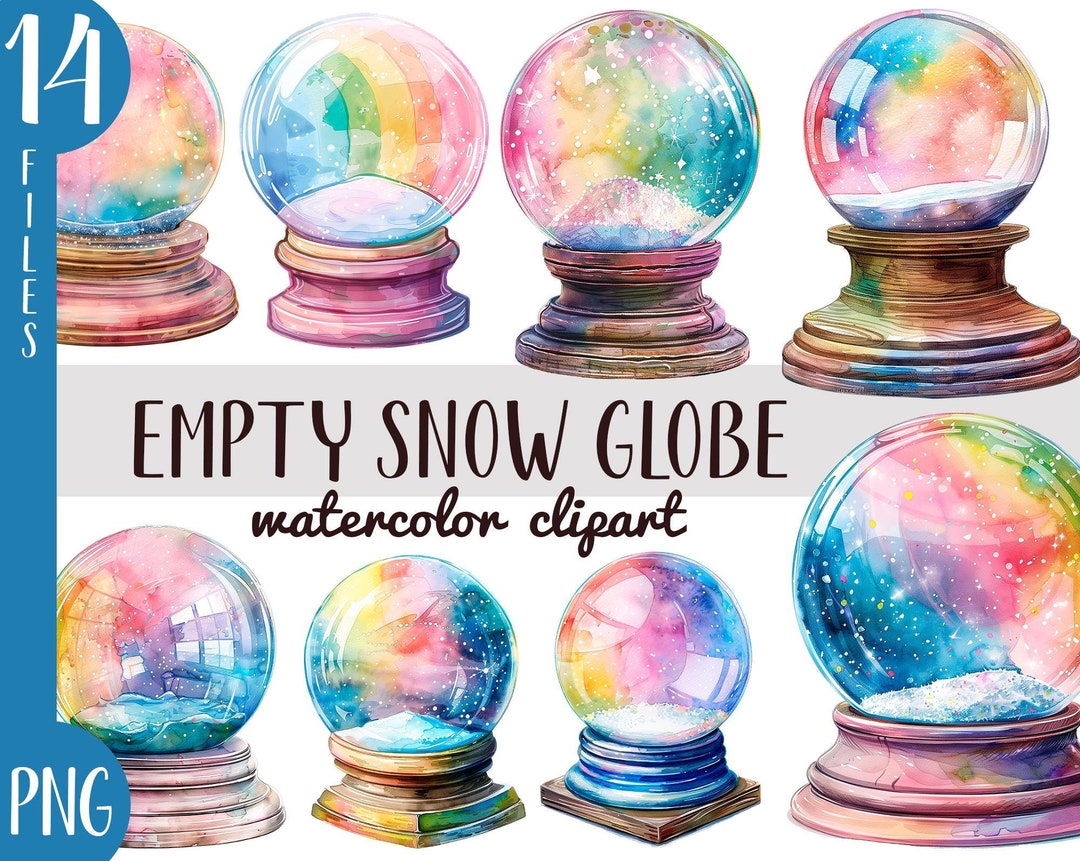 Watercolor Clear Snow Globes Clipart Empty Rainbow Glass Globes DIY ...