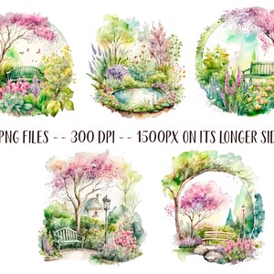 Watercolor Spring Garden Clipart-summer Floral Compositions-a Cozy ...