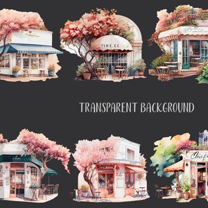 Watercolor Spring Cafe Clipart - Shop Digital Watercolor - Romantic ...