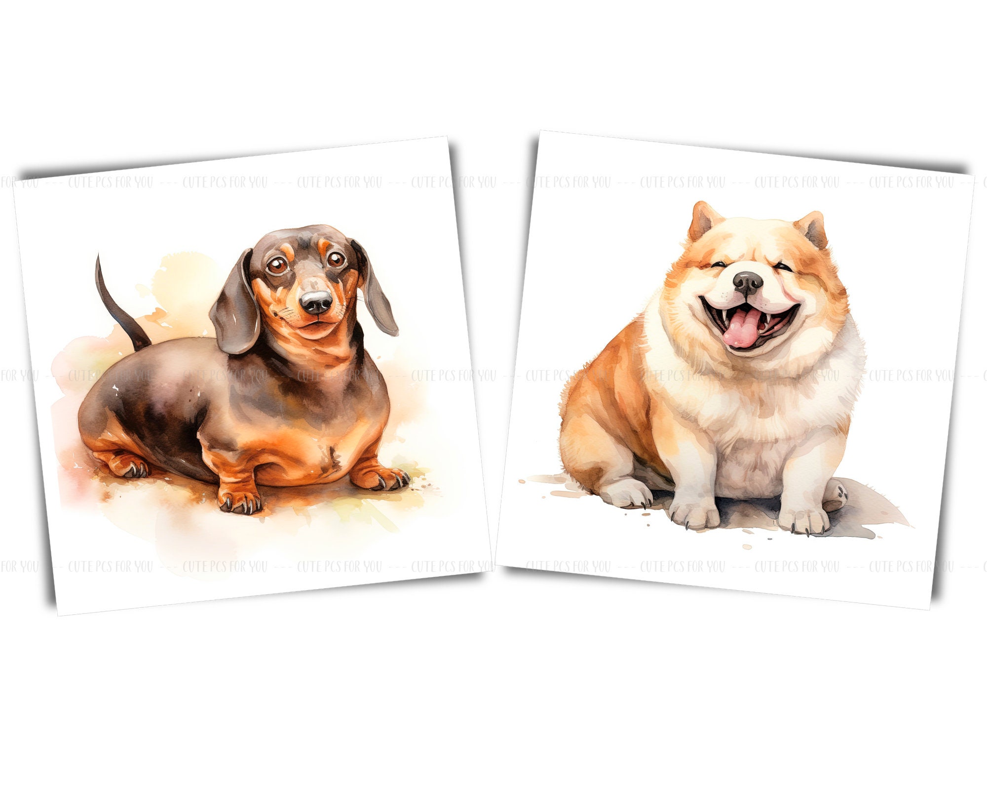 Watercolor Fat Dogs Clipart Funny Dog Digital Paper Fat - Etsy