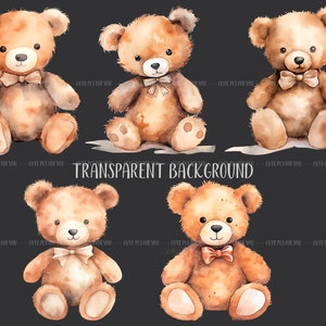 Watercolor Vintage Teddy Bears Clipart-cute Plush Toy Illustration Png ...