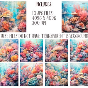 Watercolor Coral Reef Clipart - Underwater Digital Paper - Coral ...