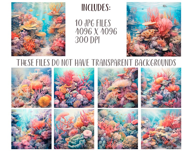 Watercolor Coral Reef Clipart Underwater Digital Paper - Etsy