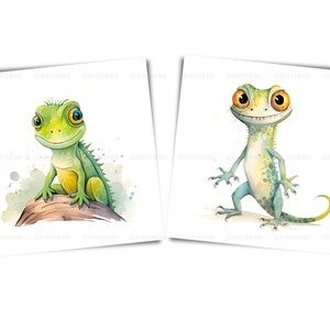 Watercolor Funny Lizard Clipart - Reptile Digital Paper - Sublimation ...