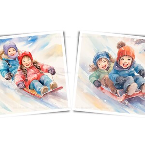 Watercolor Winter Activities Clipart -winter Illustrations for Children ...