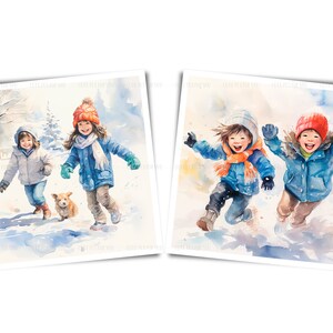 Watercolor Winter Activities Clipart -winter Illustrations for Children ...