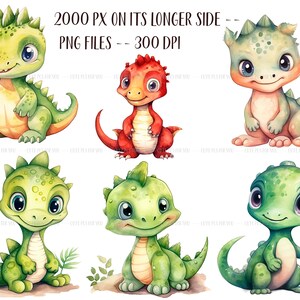 Watercolor Cute Dinosaurs Clipart - Funny Cartoon Characters PNG ...