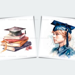 Watercolor Graduation Clipart: Student Illustrations (JPG Files) - Etsy