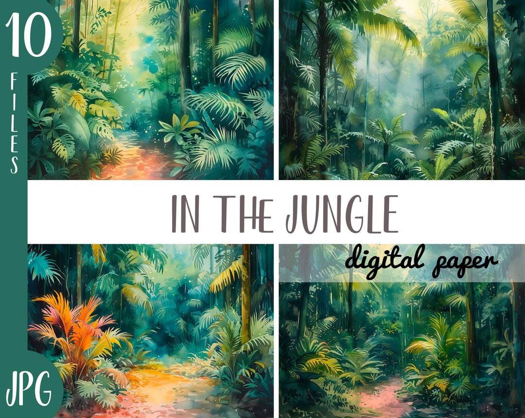 Watercolor Jungle Clipart: Tropical Plant Illustrations (JPG Digital ...