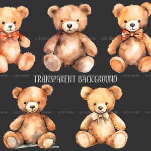 Watercolor Vintage Teddy Bears Clipart-cute Plush Toy Illustration Png ...
