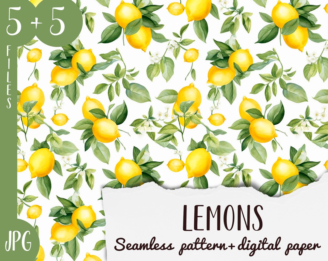 Watercolor Lemons Seamless Pattern, Lemon Digital Paper - Citrus ...