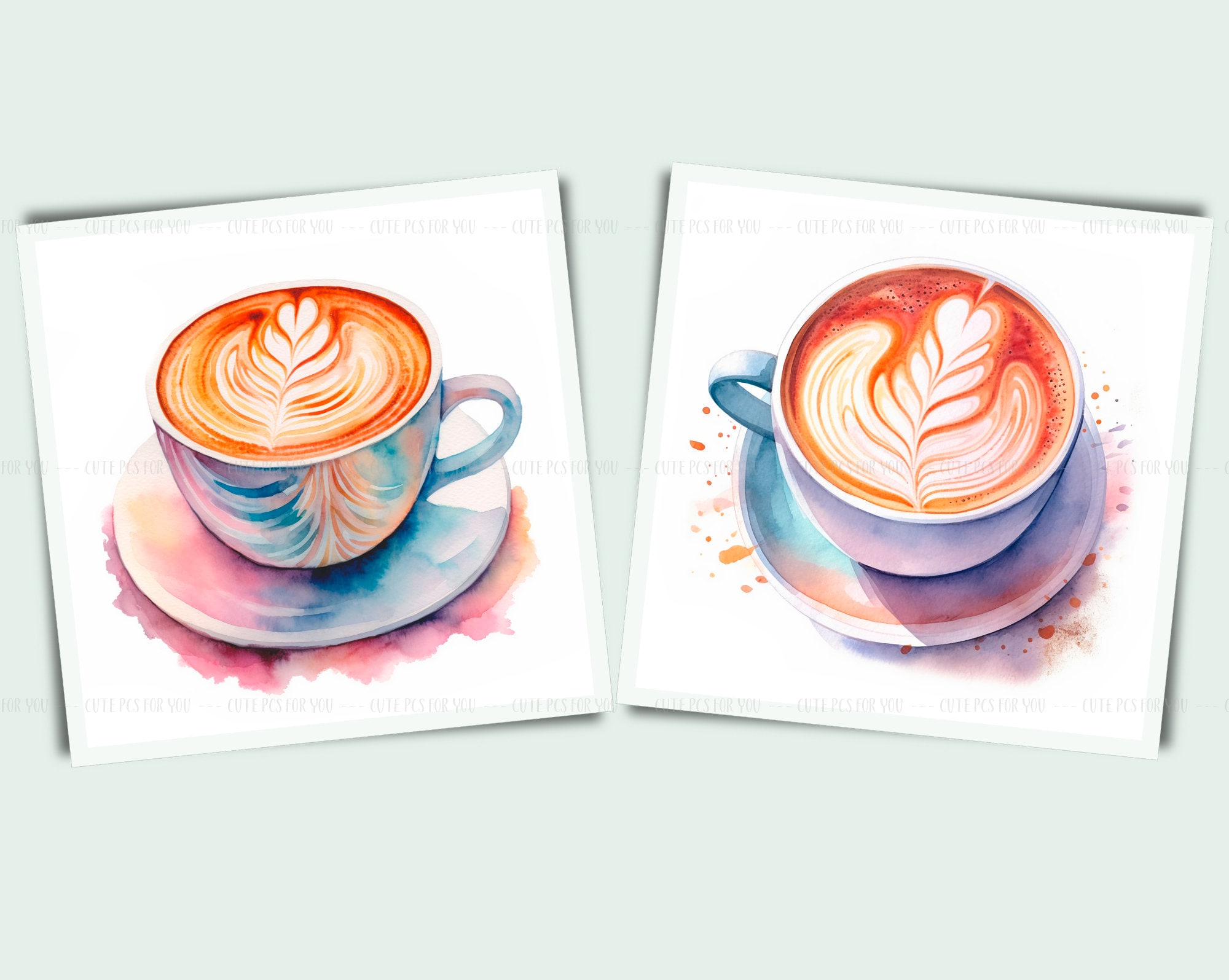 Watercolor Rainbow Coffee Clipart Positive Cappuccino - Etsy