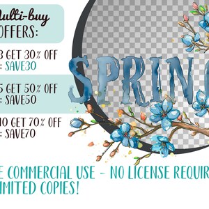 Watercolor Spring Lettering Sublimation Clipart - Flowers and Brances ...