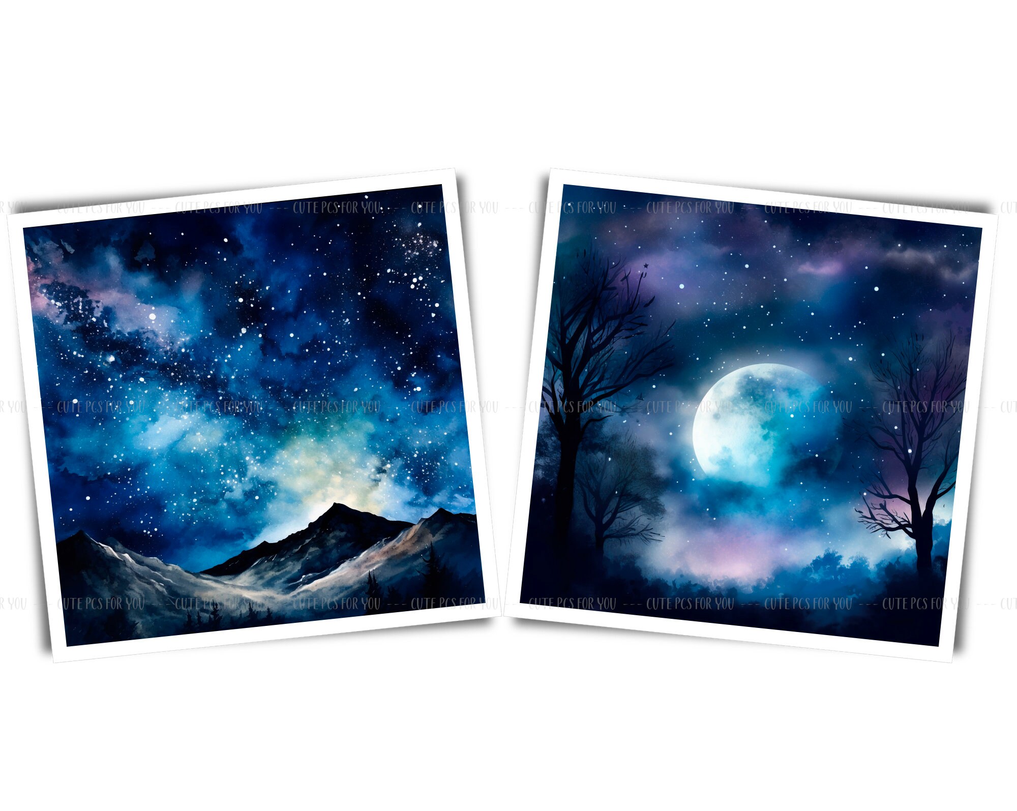 Watercolor Starry Sky Clipart Night Stars Digital Paper - Etsy