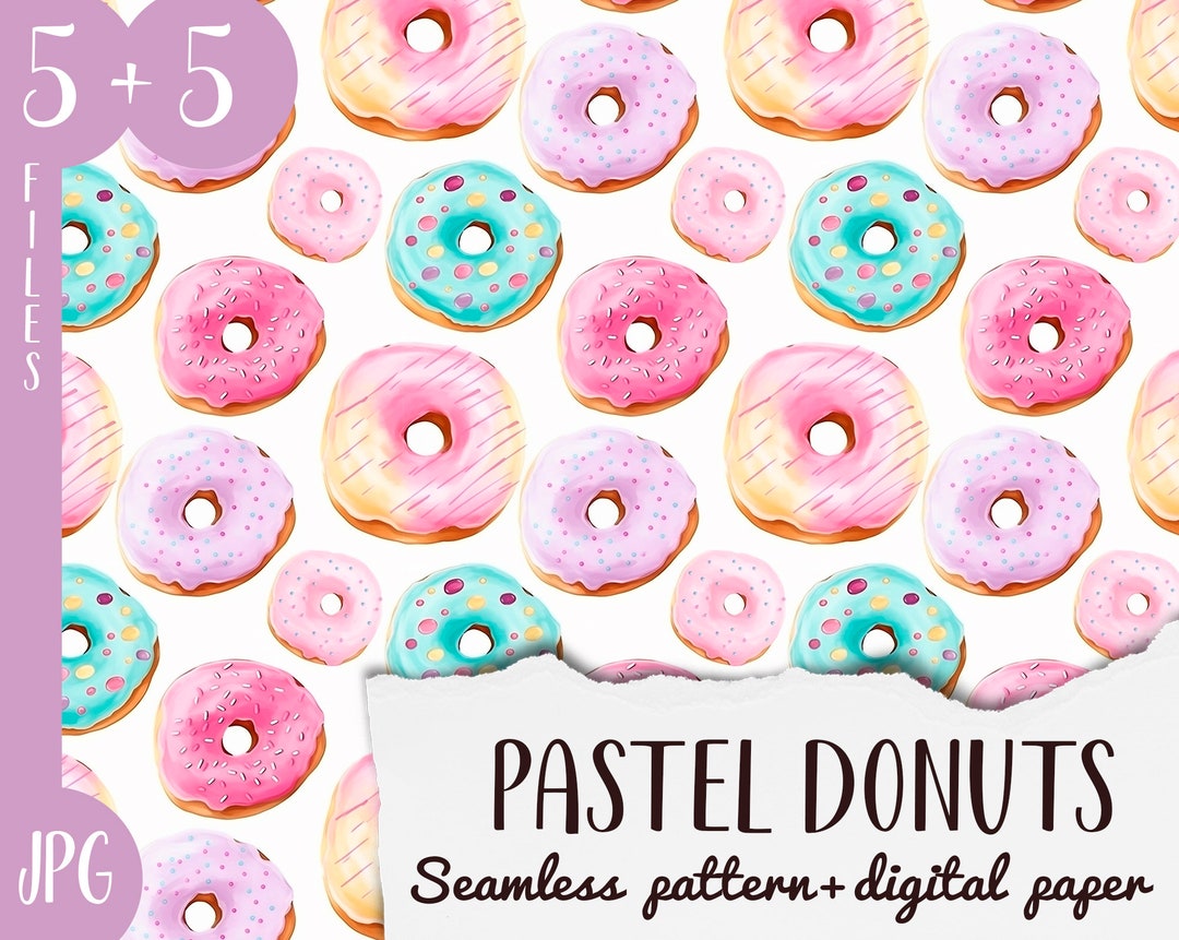 Watercolor Donut Seamless Pattern- Pastel Doughnuts Digital Paper ...