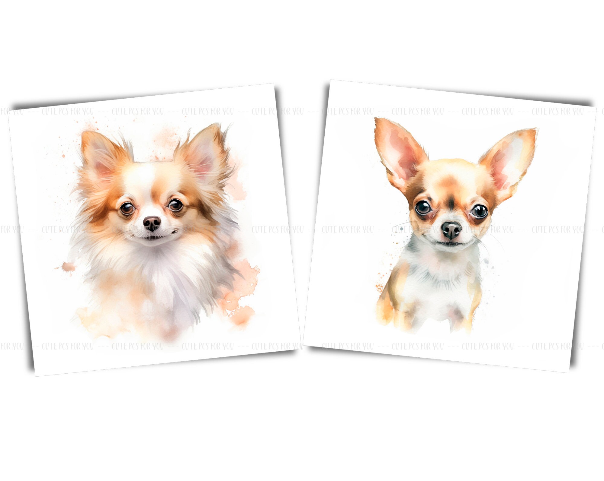 Watercolor Chihuahua Dogs Clipart Dog Breeds Sublimation - Etsy