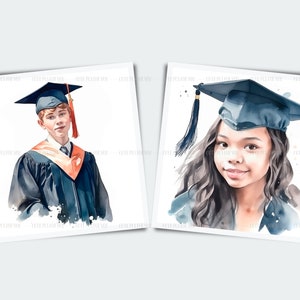 Watercolor Graduation Clipart: Student Illustrations (JPG Files) - Etsy