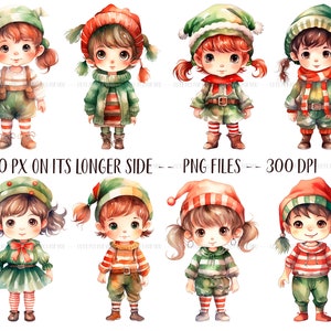 Watercolor Christmas Elves Clipart - Elf Kid Illustration - Santa's ...