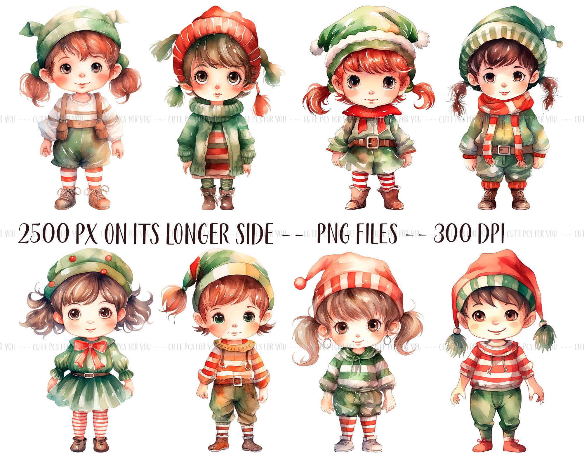 Watercolor Christmas Elves Clipart Elf Kid Illustration - Etsy