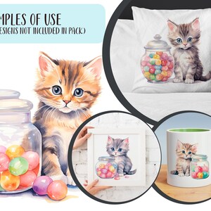 Watercolor Kitten With Candy Jars Clipart - Cute Funny Cats PNG ...