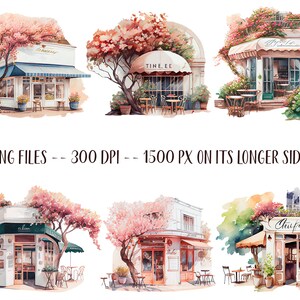 Watercolor Spring Cafe Clipart - Shop Digital Watercolor - Romantic ...