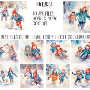 Watercolor Winter Activities Clipart -winter Illustrations for Children ...