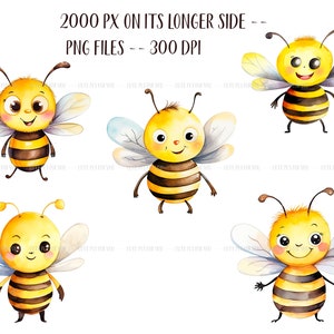 Watercolor Cute Bees Clipart - Cartoon Bee Graphics - Children's ...