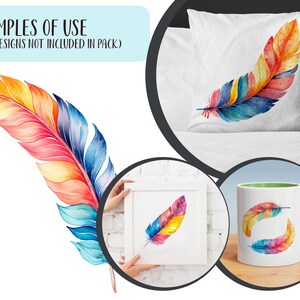 Watercolor Colorful Feathers Clipart - Pastel Rainbow Bird's Feather ...